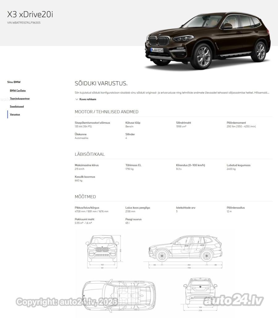 Brūns BMW X3 2018 Tallina, ar dzinēja tilpumu 2.00 L un nobraukumu 108 tūkst. km par 26600 €, foto 31 vietnē AUTOMOTO.COM.LV