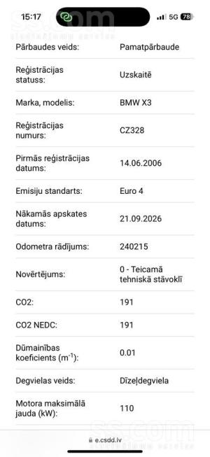Серый БМВ Х3 2006 в Резекне, объемом двигателя 2.00 л и пробегом 247 тыс. км за 5200 €, фото 19 на AUTOMOTO.COM.LV