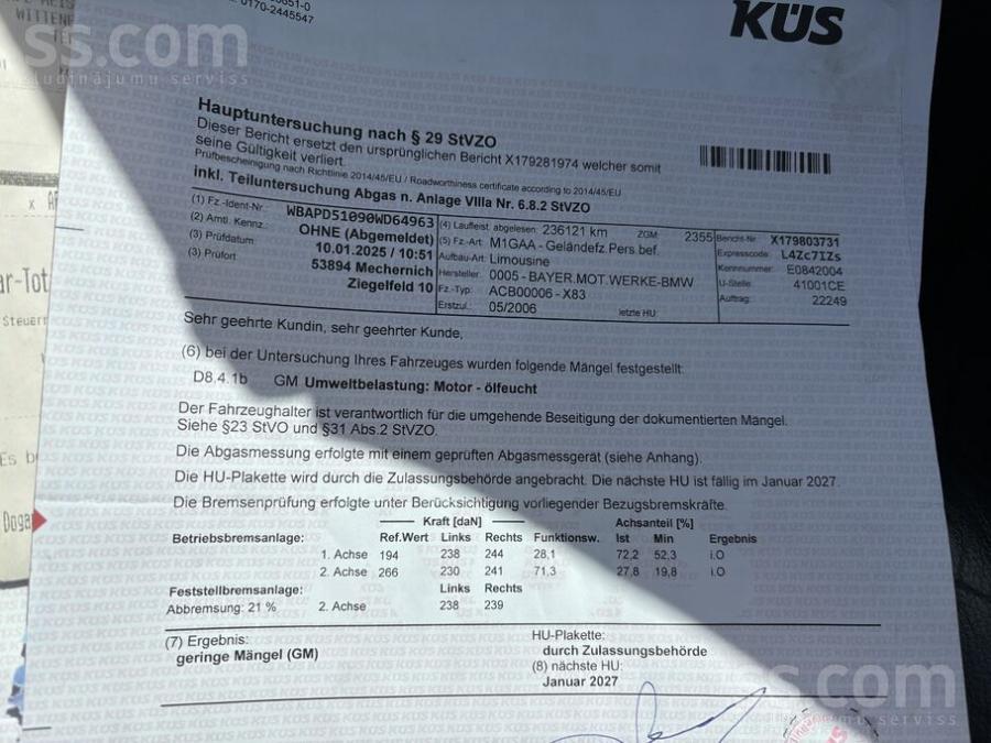 Pelēks BMW X3 2006 Ogre, ar dzinēja tilpumu 3.00 L un nobraukumu 244 tūkst. km par 5390 €, foto 19 vietnē AUTOMOTO.COM.LV