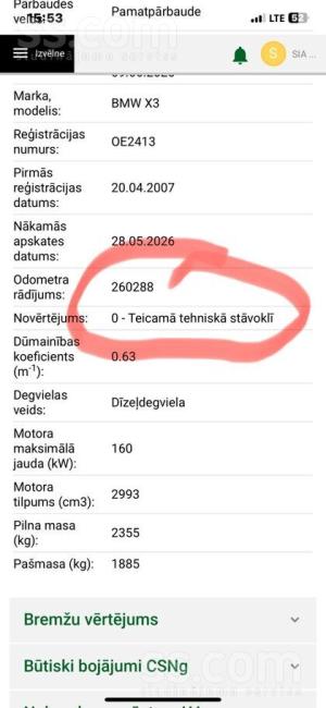 Pelēks BMW X3 2007 Rīga, ar dzinēja tilpumu 3.00 L un nobraukumu 260 tūkst. km par 6550 €, foto 29 vietnē AUTOMOTO.COM.LV