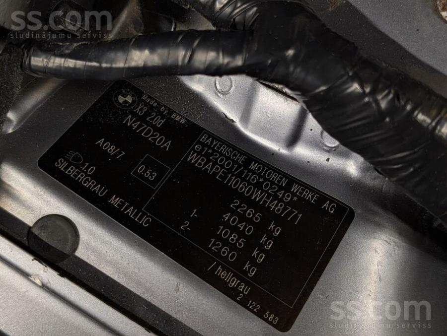 Серый БМВ Х3 2007 в Юрмала, объемом двигателя 2.00 л и пробегом 311 тыс. км за 4350 €, фото 34 на AUTOMOTO.COM.LV