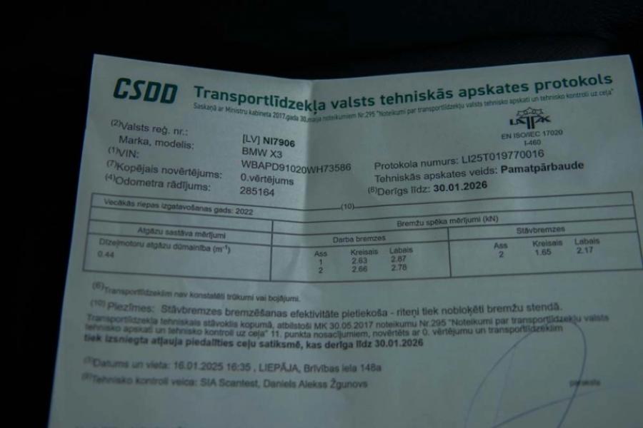 Grey BMW X3 2008 in Riga, with an engine capacity of 3.00 L and mileage of 285 thousand km for 7290 €, photo 12 on AUTOMOTO.COM.LV