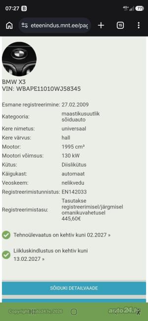 Grey BMW X3 2009 in Sillamae, with an engine capacity of 2.00 L and mileage of 350 thousand km for 4900 €, photo 17 on AUTOMOTO.COM.LV