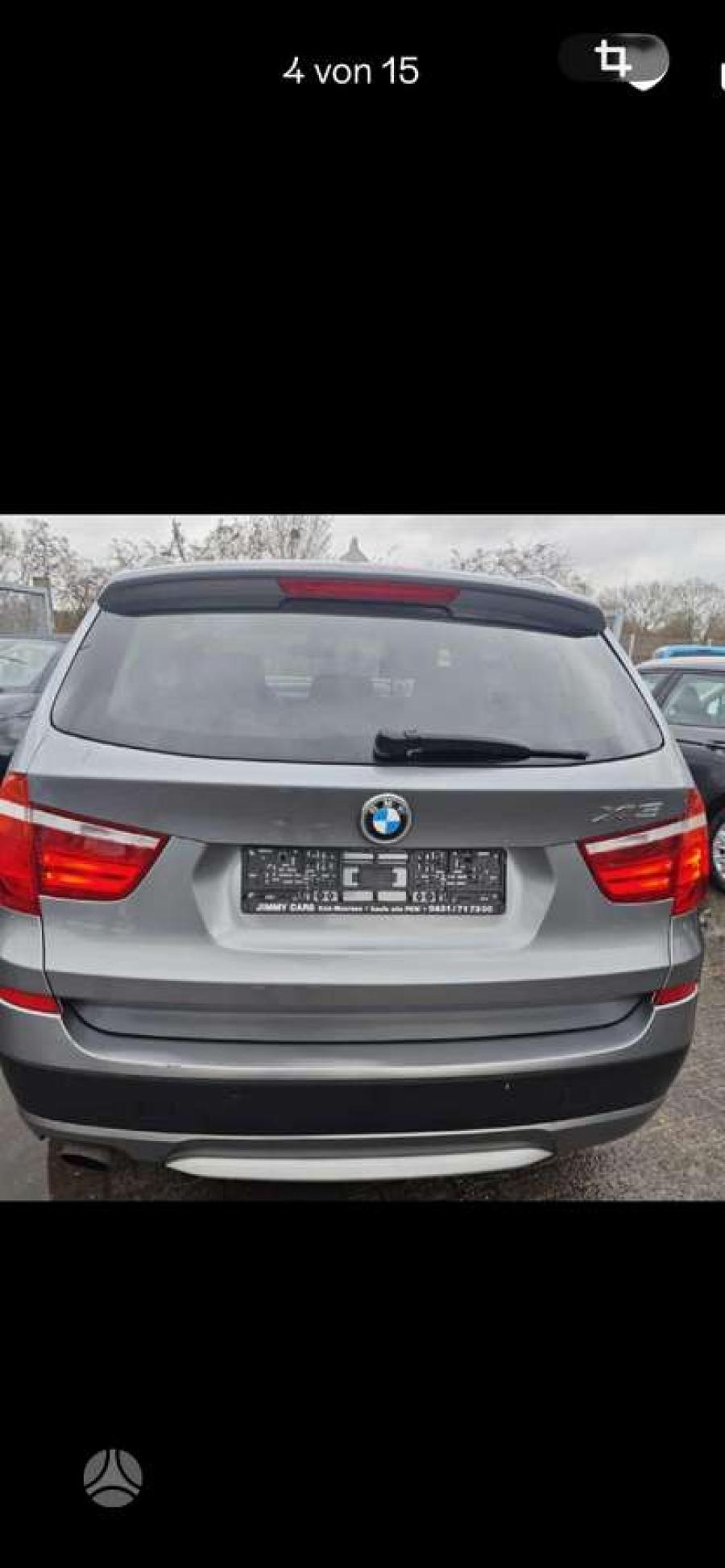 Pelēks BMW X3 2010 Telšiai, ar dzinēja tilpumu 2.00 L un nobraukumu 230 tūkst. km par 8500 €, foto 4 vietnē AUTOMOTO.COM.LV