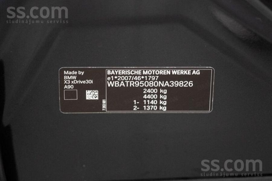 Серый БМВ Х3 2018 в Рига, объемом двигателя 2.00 л и пробегом 119 тыс. км за 24500 €, фото 10 на AUTOMOTO.COM.LV