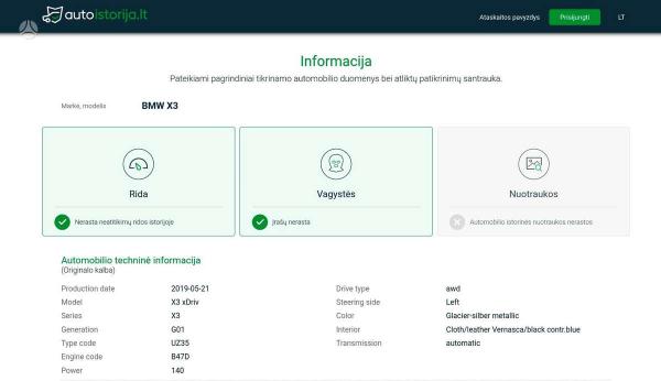 Серый БМВ Х3 2019 в Утена, объемом двигателя 2.00 л и пробегом 228 тыс. км за 22950 €, фото 2 на AUTOMOTO.COM.LV