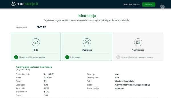 Серый БМВ Х3 2019 в Утена, объемом двигателя 2.00 л и пробегом 228 тыс. км за 22850 €, фото 9 на AUTOMOTO.COM.LV