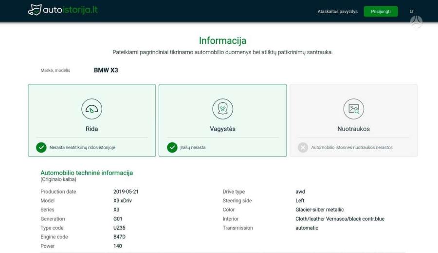 Grey BMW X3 2019 in Utena, with an engine capacity of 2.00 L and mileage of 227 thousand km for 22700 €, photo 4 on AUTOMOTO.COM.LV