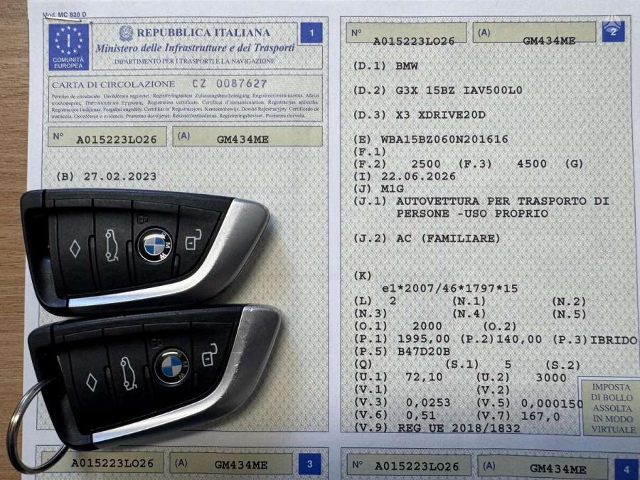 Pelēks BMW X3 2023 Šauļi, ar dzinēja tilpumu 2.00 L un nobraukumu 159 tūkst. km par 31900 €, foto 27 vietnē AUTOMOTO.COM.LV
