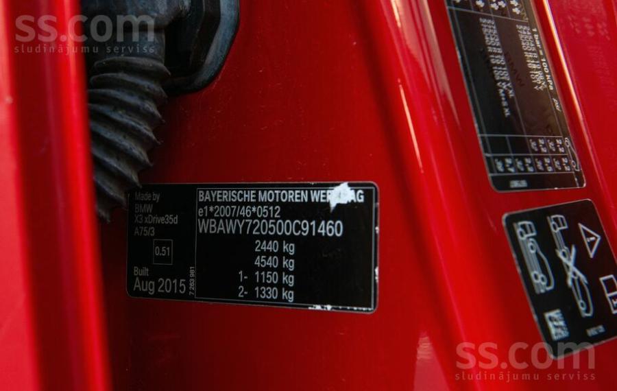 Sarkans BMW X3 2015 Jūrmala, ar dzinēja tilpumu 3.00 L un nobraukumu 139 tūkst. km par 16900 €, foto 16 vietnē AUTOMOTO.COM.LV