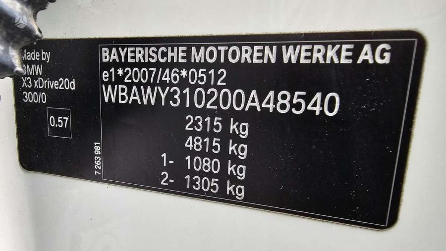 White BMW X3 2012 in Kaunas, with an engine capacity of 2.00 L and mileage of 278 thousand km for 8750 €, photo 18 on AUTOMOTO.COM.LV