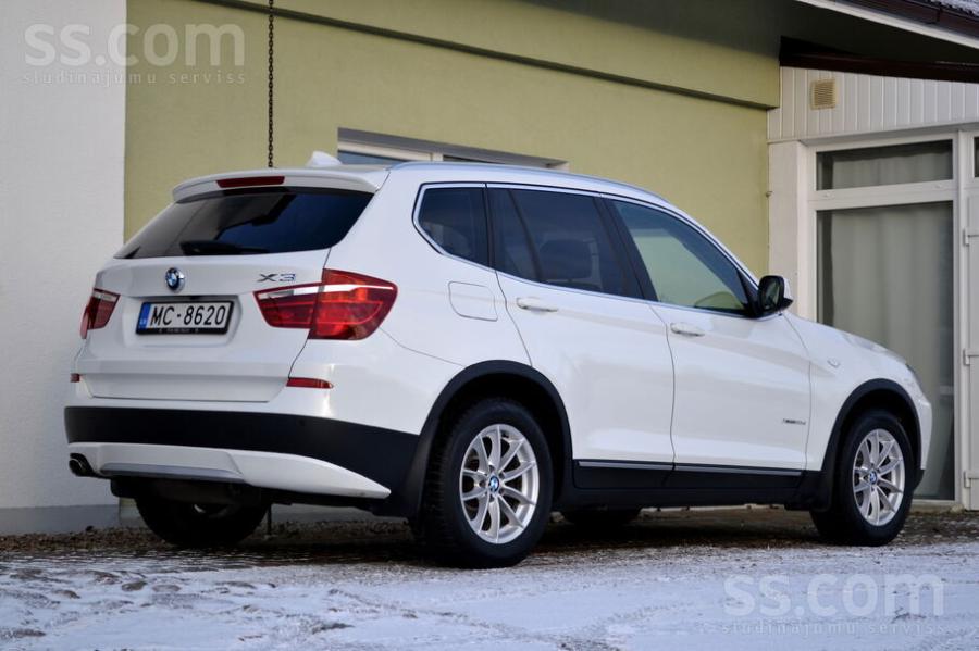 White BMW X3 2013 in Tukums, with an engine capacity of 2.00 L and mileage of 228 thousand km for 11790 €, photo 8 on AUTOMOTO.COM.LV