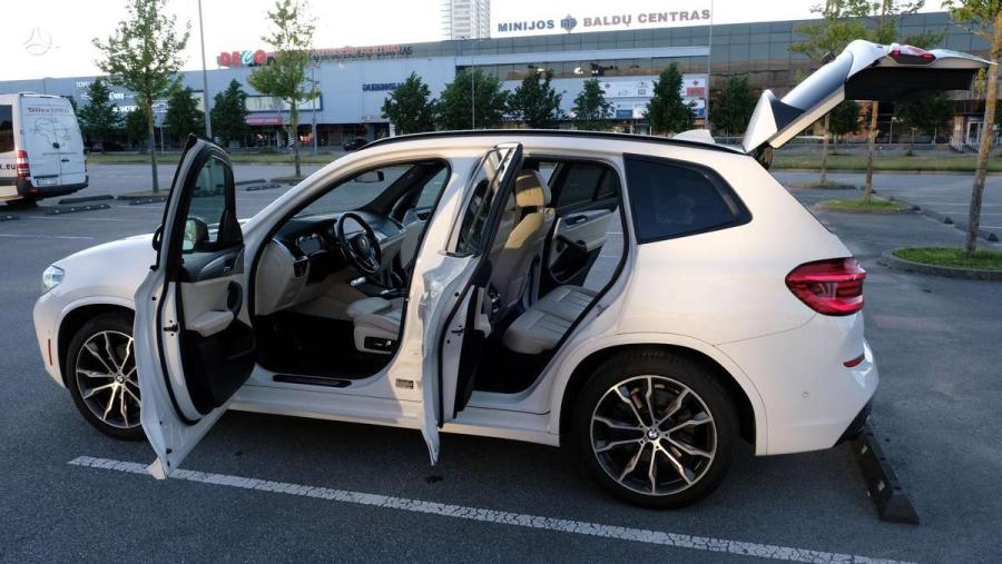 White BMW X3 2018 in Vilnius, with an engine capacity of 3.00 L and mileage of 243 thousand km for 24300 €, photo 23 on AUTOMOTO.COM.LV