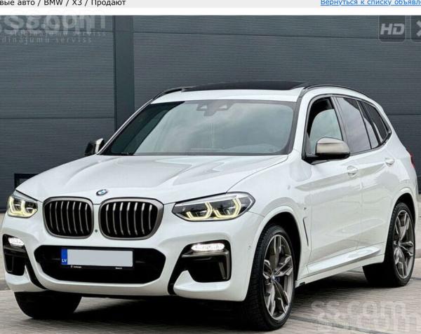 White BMW X3 2018 in Riga, with an engine capacity of 3.00 L and mileage of 990 thousand km for 33000 €, photo 2 on AUTOMOTO.COM.LV