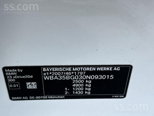БМВ Х3 2021 в Рига на AUTOMOTO.COM.LV Белый БМВ Х3 2021 в Рига, объемом двигателя 2.00 л и пробегом 120 тыс. км за 24500 €, фото 11 на AUTOMOTO.COM.LV