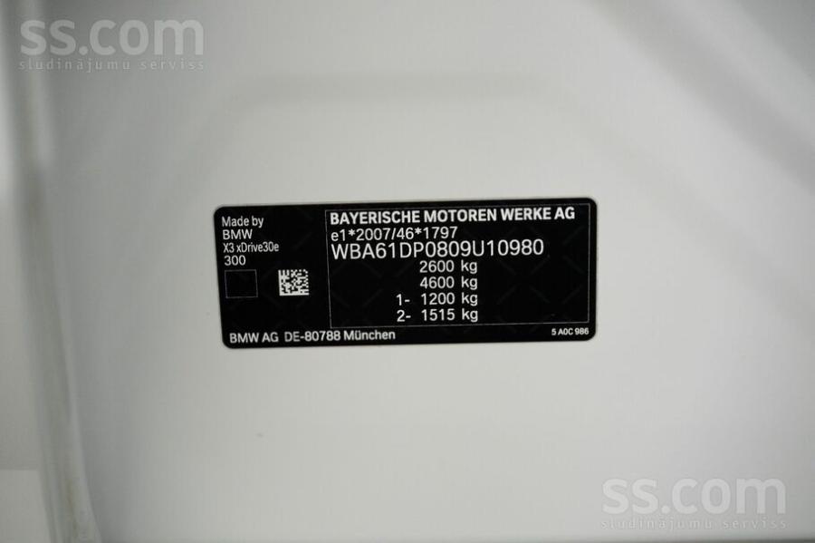 Белый БМВ Х3 2023 в Рига, объемом двигателя 2.00 л и пробегом 77 тыс. км за 44500 €, фото 9 на AUTOMOTO.COM.LV