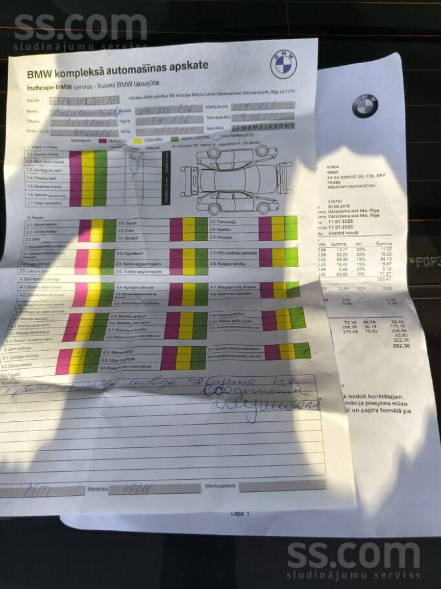 Серый БМВ Х4 2015 в Рига, объемом двигателя 2.00 л и пробегом 152 тыс. км за 16900 €, фото 18 на AUTOMOTO.COM.LV