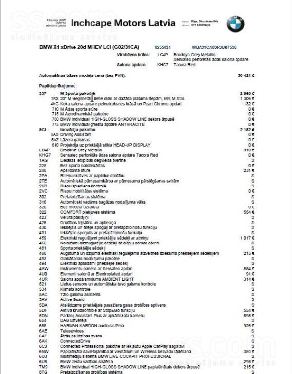 Pelēks BMW X4 2024 Rīga, ar dzinēja tilpumu 2.00 L un nobraukumu 0 tūkst. km par 53500 €, foto 9 vietnē AUTOMOTO.COM.LV