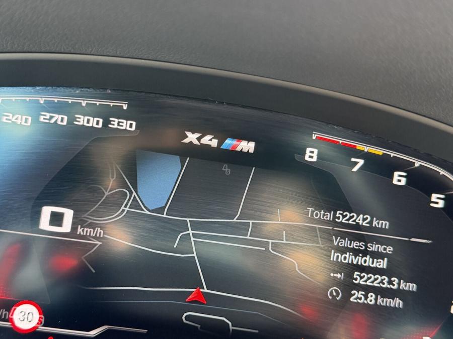 Black BMW x4-m 2021 in Klaipeda, with an engine capacity of 3.00 L and mileage of 52 thousand km for 45888 €, photo 16 on AUTOMOTO.COM.LV