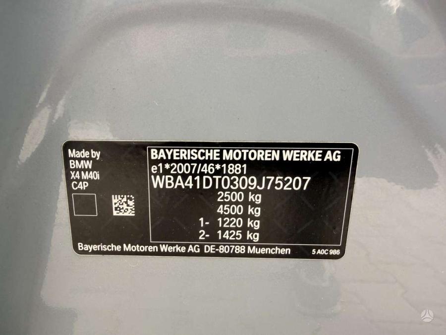 Grey BMW x4-m 2021 in Vilnius, with an engine capacity of 2.99 L and mileage of 82 thousand km for 42000 €, photo 57 on AUTOMOTO.COM.LV