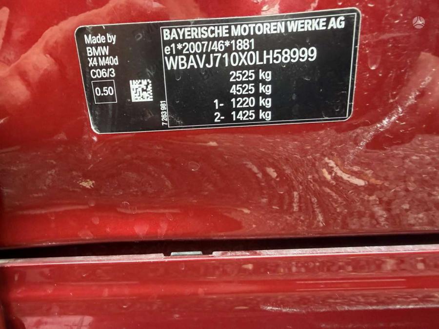 Red BMW X4 2018 in Kaunas, with an engine capacity of 3.00 L and mileage of 114 thousand km for 26900 €, photo 59 on AUTOMOTO.COM.LV