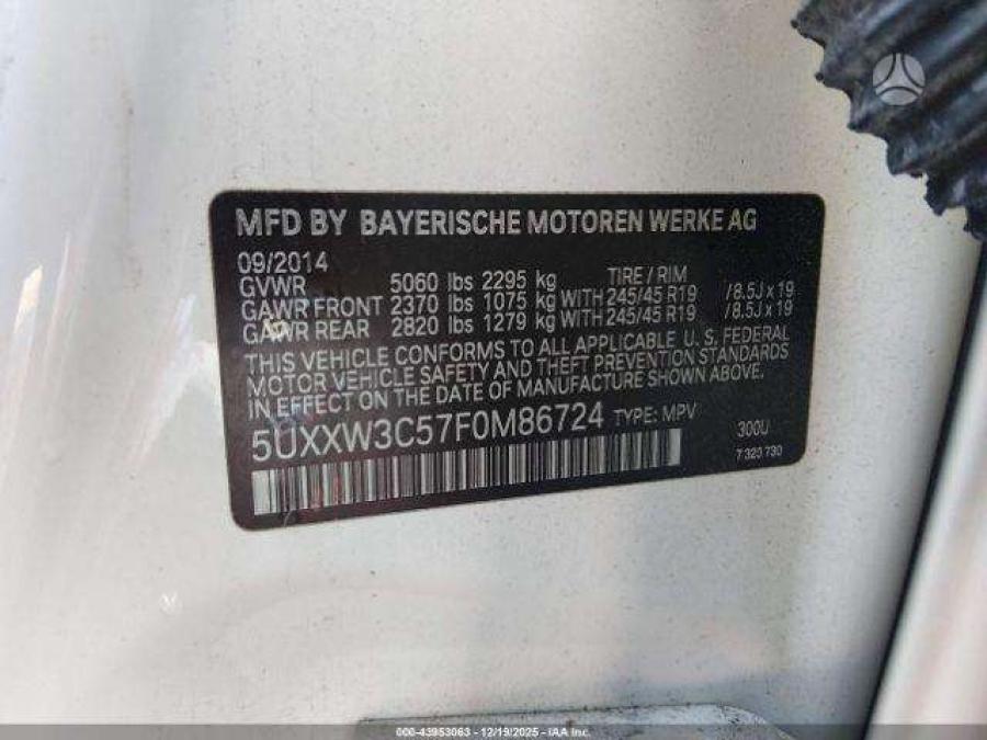 Белый БМВ Х4 2015 в Клайпеда, объемом двигателя 2.00 л и пробегом 119 тыс. км за 5900 €, фото 9 на AUTOMOTO.COM.LV