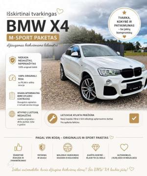 Balts BMW X4 2016 Utena, ar dzinēja tilpumu 2.99 L un nobraukumu 232 tūkst. km par 17490 €, foto  vietnē AUTOMOTO.COM.LV