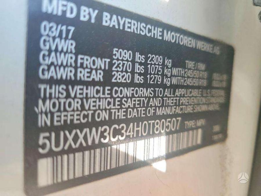White BMW X4 2017 in Klaipeda, with an engine capacity of 2.00 L and mileage of 178 thousand km for 10995 €, photo 14 on AUTOMOTO.COM.LV