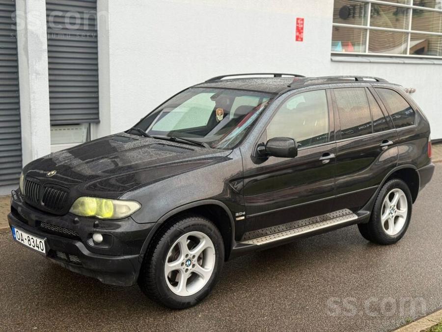 Black BMW X5 2003 in Riga, with an engine capacity of 3.00 L and mileage of 0 thousand km for 3990 €, photo 1 on AUTOMOTO.COM.LV