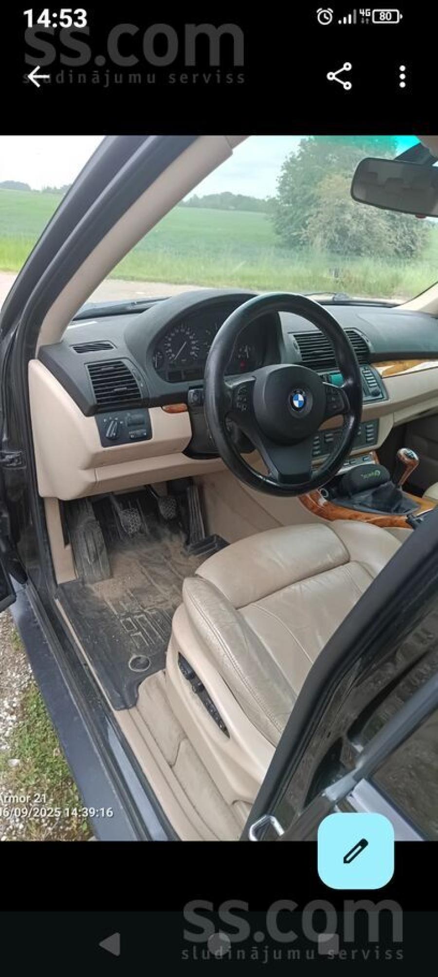 Black BMW X5 2005 in Liepaja, with an engine capacity of 3.00 L and mileage of 301 thousand km for 5550 €, photo 9 on AUTOMOTO.COM.LV