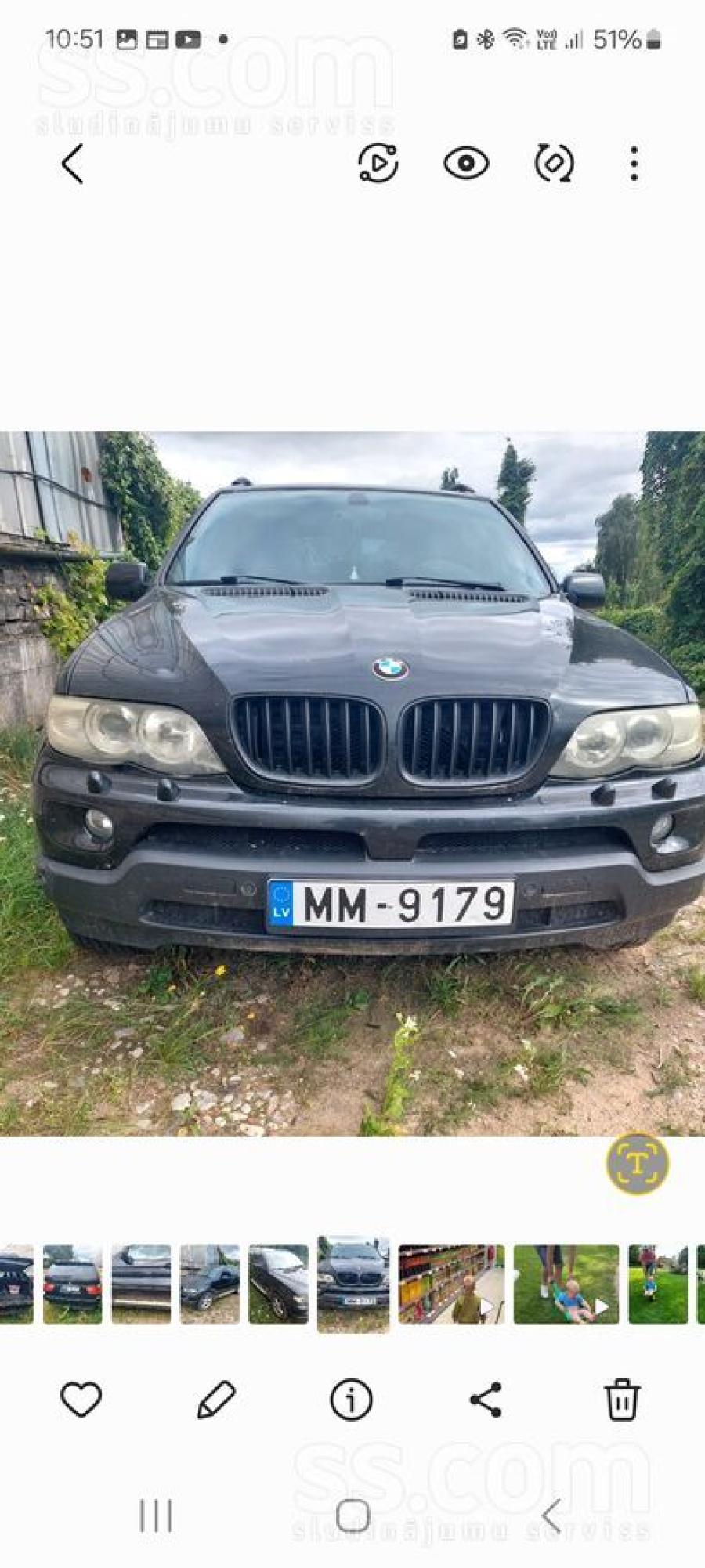 Black BMW X5 2005 in Dobele, with an engine capacity of 3.00 L and mileage of 358 thousand km for 1500 €, photo 1 on AUTOMOTO.COM.LV