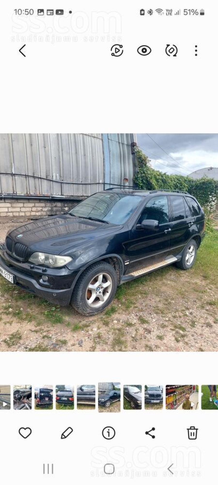 Black BMW X5 2005 in Dobele, with an engine capacity of 3.00 L and mileage of 358 thousand km for 1500 €, photo 4 on AUTOMOTO.COM.LV