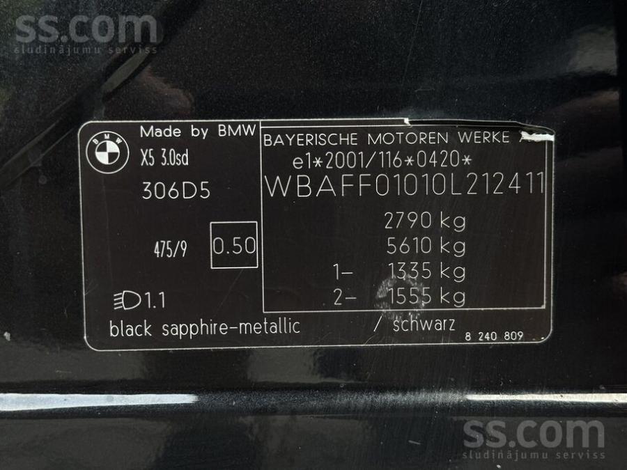 Black BMW X5 2009 in Jurmala, with an engine capacity of 3.00 L and mileage of 285 thousand km for 7990 €, photo 29 on AUTOMOTO.COM.LV