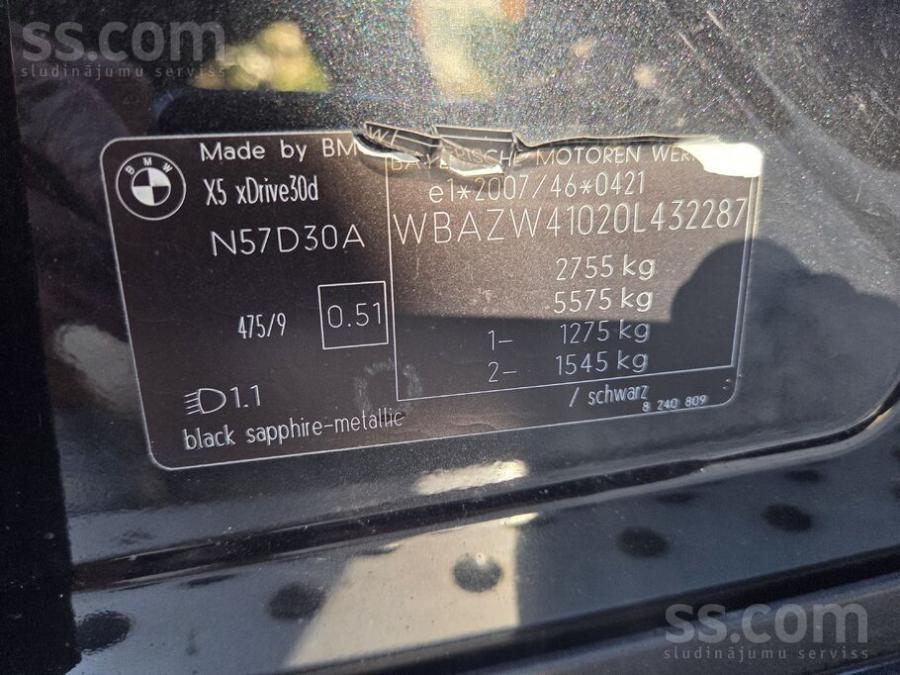 Black BMW X5 2010 in Riga, with an engine capacity of 3.00 L and mileage of 236 thousand km for 11000 €, photo 21 on AUTOMOTO.COM.LV