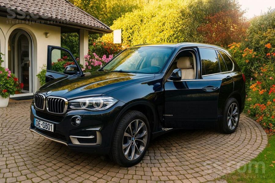 Black BMW X5 2015 in Riga, with an engine capacity of 2.00 L and mileage of 0 thousand km for 18499 €, photo 3 on AUTOMOTO.COM.LV