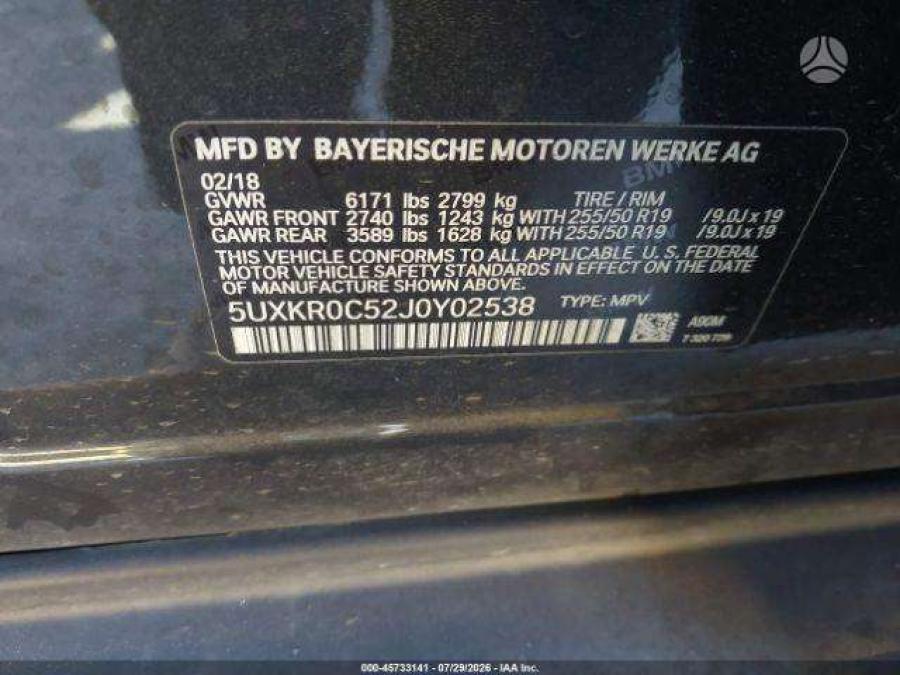 Black BMW X5 2018 in Klaipeda, with an engine capacity of 0.00 L and mileage of 69 thousand km for 8600 €, photo 10 on AUTOMOTO.COM.LV