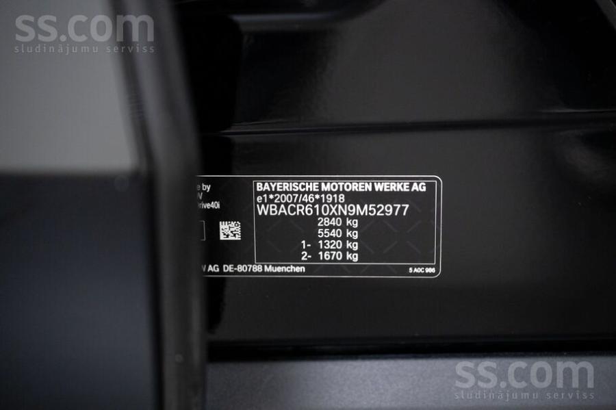 Black BMW X5 2022 in Riga, with an engine capacity of 3.00 L and mileage of 23 thousand km for 46500 €, photo 9 on AUTOMOTO.COM.LV