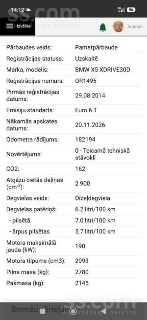 BMW X5 2014 in Jelgava, with an engine capacity of 3.00 L and mileage of 191 thousand km for 15700 €, photo 34 on AUTOMOTO.COM.LV