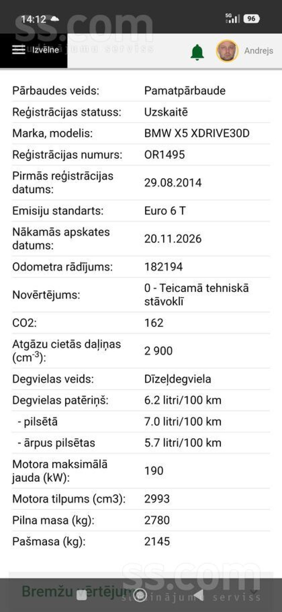 BMW X5 2014 in Jelgava, with an engine capacity of 3.00 L and mileage of 191 thousand km for 15700 €, photo 34 on AUTOMOTO.COM.LV