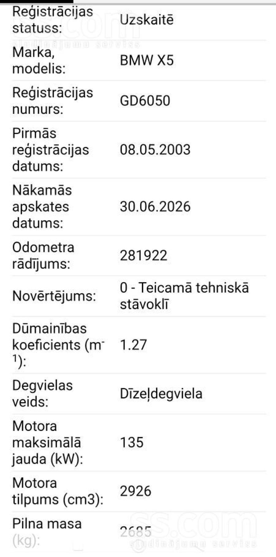 Grey BMW X5 2003 in Jurmala, with an engine capacity of 3.00 L and mileage of 290 thousand km for 4290 €, photo 12 on AUTOMOTO.COM.LV