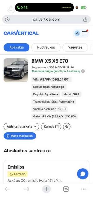 Grey BMW X5 2007 in Utena, with an engine capacity of 2.99 L and mileage of 243 thousand km for 7770 €, photo 31 on AUTOMOTO.COM.LV