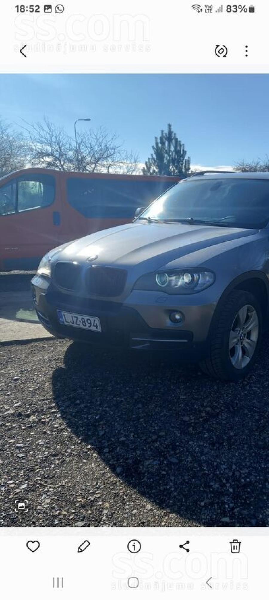 Grey BMW X5 2008 in Riga, with an engine capacity of 3.00 L and mileage of 367 thousand km for 7888 €, photo 2 on AUTOMOTO.COM.LV