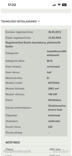 Серый БМВ Х5 2012 в Таллин, объемом двигателя 3.00 л и пробегом 251 тыс. км за 10500 €, фото 11 на AUTOMOTO.COM.LV