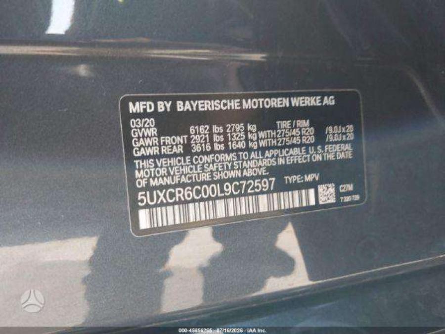 Grey BMW X5 2020 in Klaipeda, with an engine capacity of 3.00 L and mileage of 131 thousand km for 17000 €, photo 10 on AUTOMOTO.COM.LV