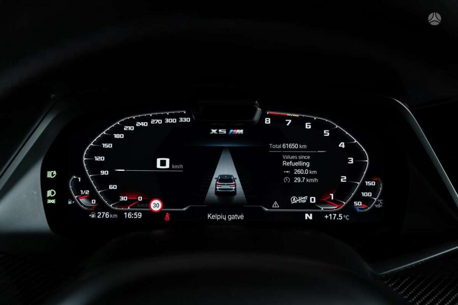 Pelēks BMW X5 M 2022 Viļņa, ar dzinēja tilpumu 4.40 L un nobraukumu 62 tūkst. km par 77000 €, foto 24 vietnē AUTOMOTO.COM.LV