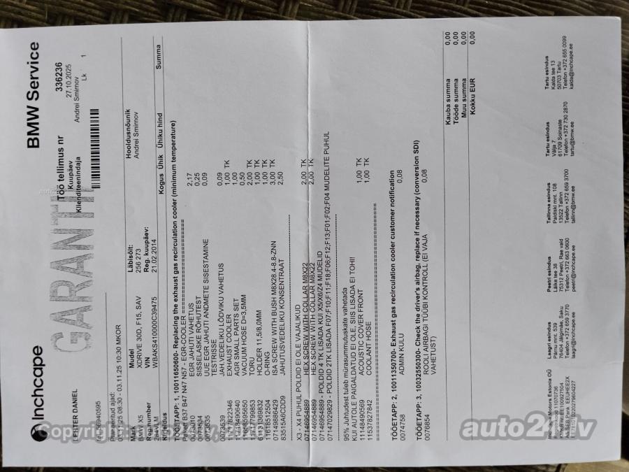 BMW X5 2014 in Tartu, with an engine capacity of 3.00 L and mileage of 283 thousand km for 16200 €, photo 13 on AUTOMOTO.COM.LV