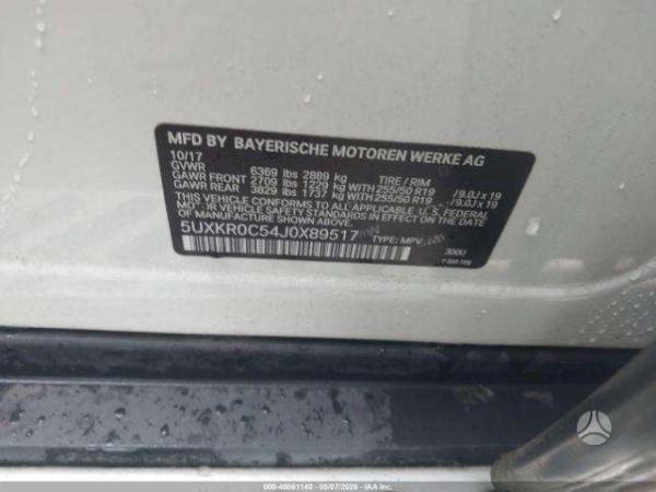 White BMW X5 2018 in Klaipeda, with an engine capacity of 0.00 L and mileage of 125 thousand km for 8200 €, photo 9 on AUTOMOTO.COM.LV