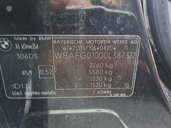 Black BMW X6 2010 in Kedainiai, with an engine capacity of 2.99 L and mileage of 147 thousand km for 11500 €, photo 10 on AUTOMOTO.COM.LV
