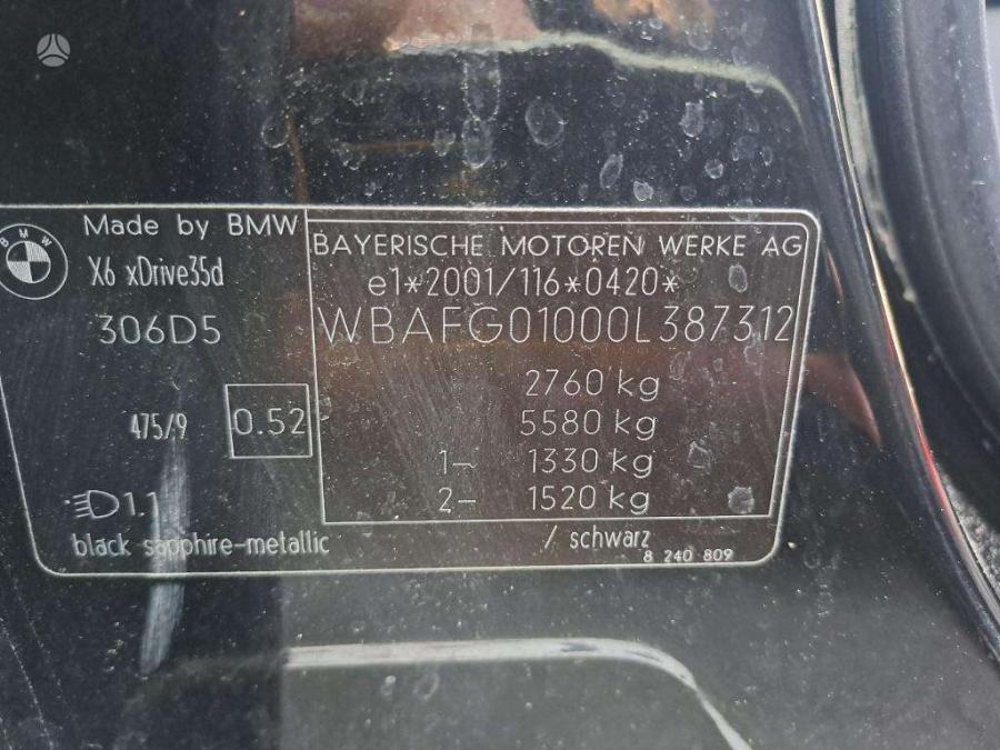 Melns BMW X6 2010 Kėdainiai, ar dzinēja tilpumu 2.99 L un nobraukumu 147 tūkst. km par 11500 €, foto 11 vietnē AUTOMOTO.COM.LV