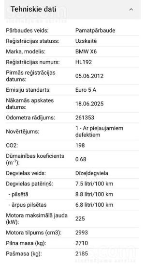 Черный БМВ Х6 2012 в Екабпилс, объемом двигателя 3.00 л и пробегом 270 тыс. км за 45500 €, фото 20 на AUTOMOTO.COM.LV